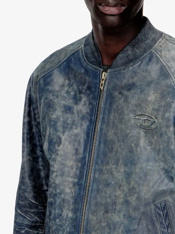 DIESEL® L-cobb Leather Bomber Jacket - Multicolor