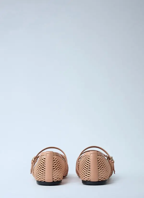 Gucci Horsebit Ballerina Flats In Mesh With Leather Trims - Pink