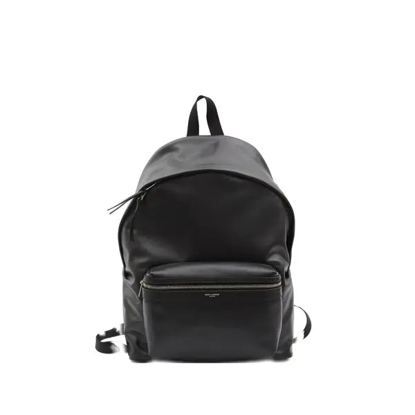 Saint Laurent Leather Backpack With Embossed Logo - Black
