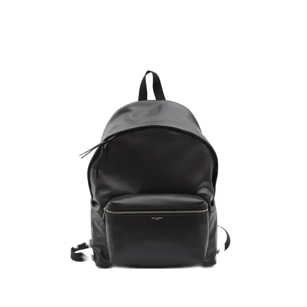 Saint Laurent Leather Backpack With Embossed Logo - Black