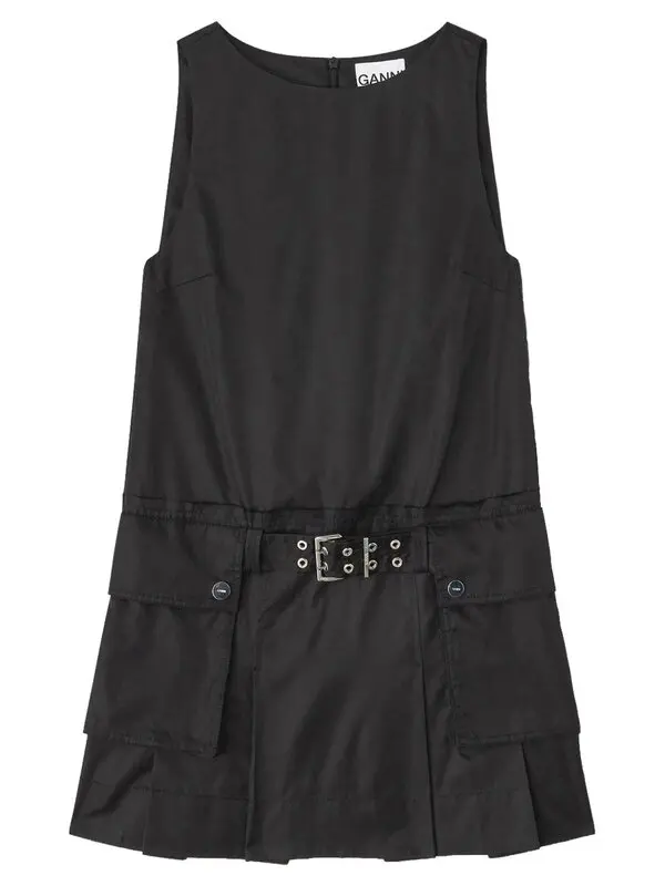 GANNI Belted Mini Dress - Black