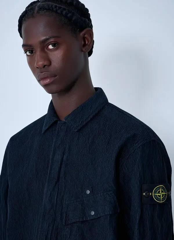 Stone Island Logo Motif Corduroy Shirt