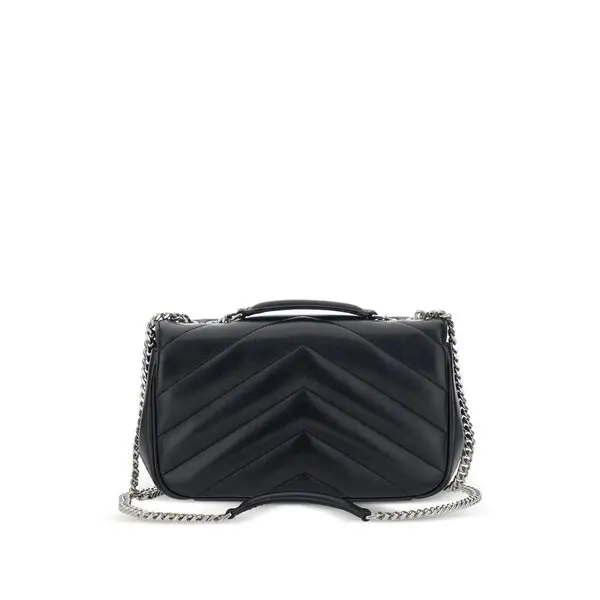 Saint Laurent Chevron Quilted Lambskin Shoulder Bag With Chain Strap