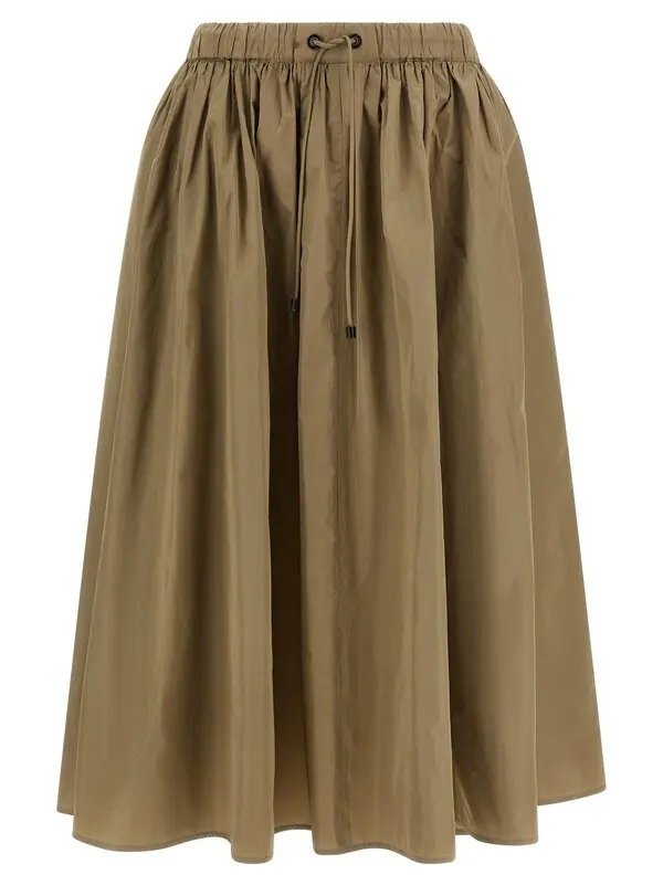 Max Mara Silk Blend Taffeta Midi Skirt - Green