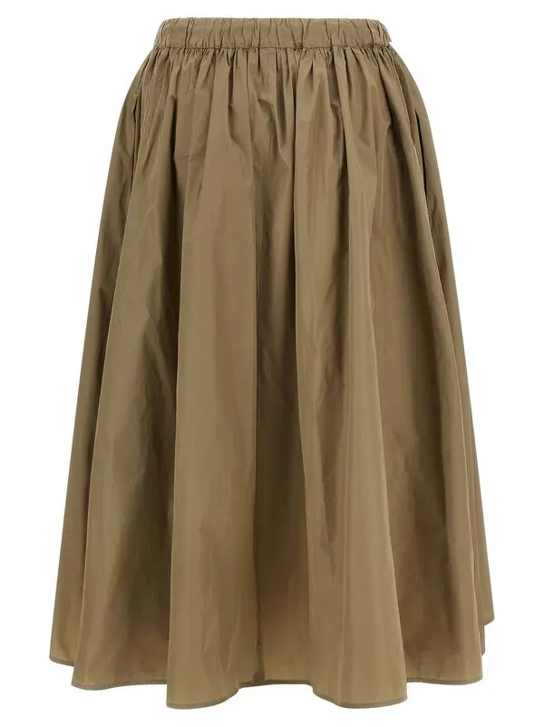 Max Mara Silk Blend Taffeta Midi Skirt - Green