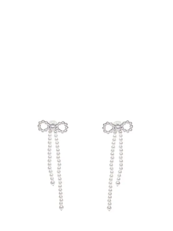 SELF-PORTRAIT Pearl Bow Dangle Earrings - Multicolor