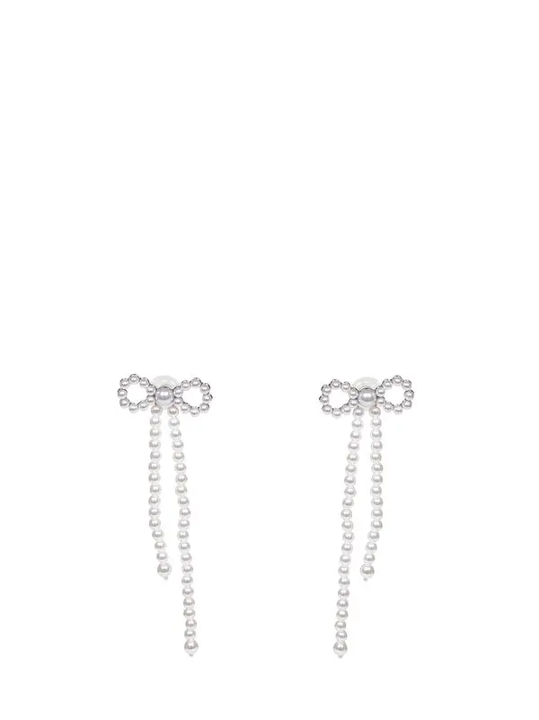 SELF-PORTRAIT Pearl Bow Dangle Earrings