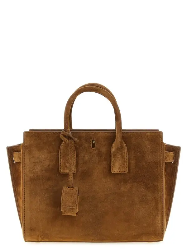 Saint Laurent Small Sac De Jour Suede Handbag - Brown