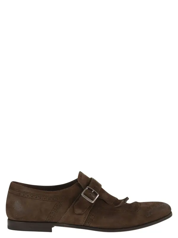 Church's Shanghai Suede Monk Strap With Fringe Detail - Brown