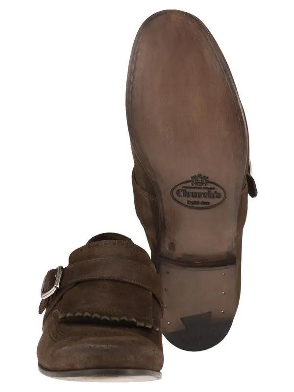 Church's Shanghai Suede Monk Strap With Fringe Detail - Brown