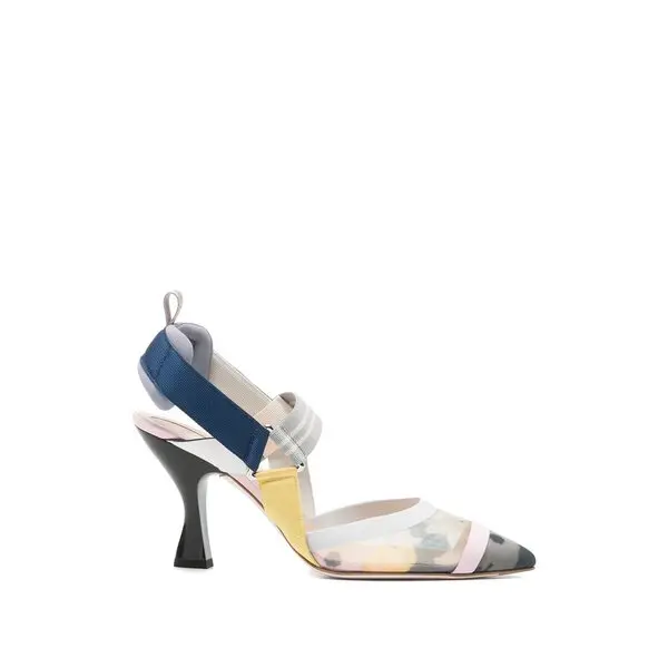 Fendi Floral Print Slingback High Heel Shoes