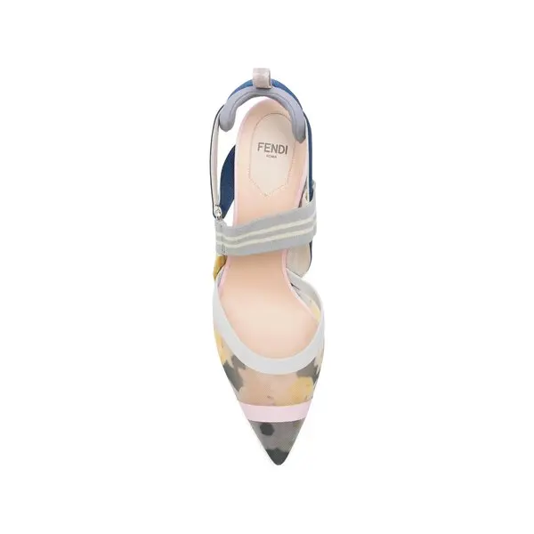 Fendi Floral Print Slingback High Heel Shoes
