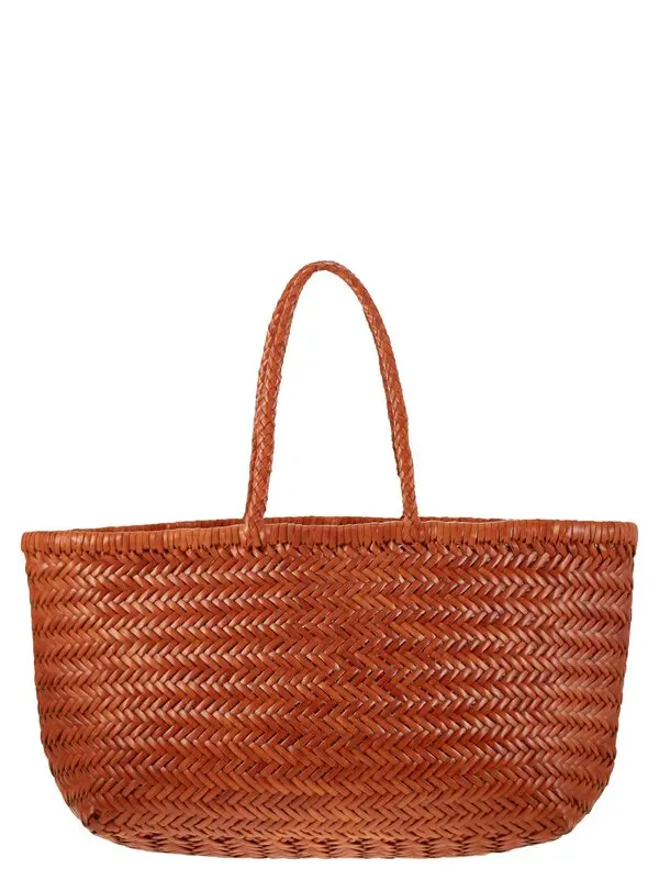 Dragon Diffusion Triple Jump Big Woven Leather Bag - Orange