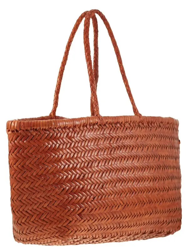 Dragon Diffusion Triple Jump Big Woven Leather Bag - Orange