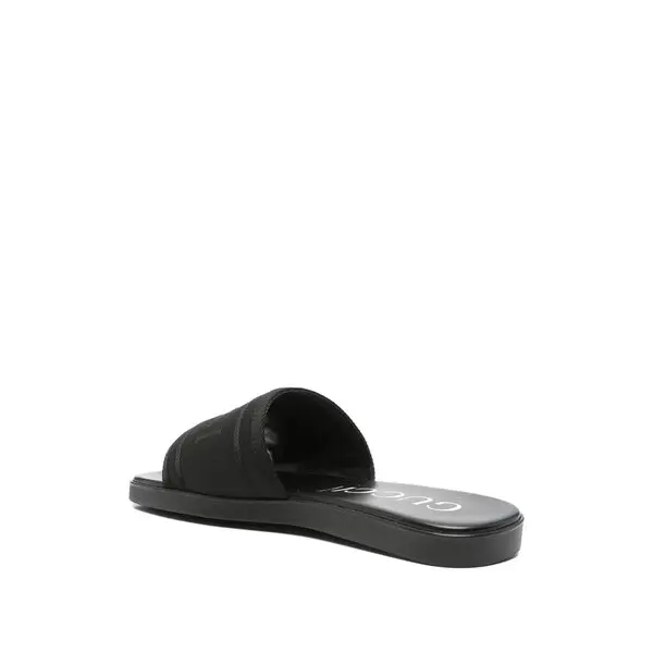 Gucci Rubber Sole Logo Detail Slides - Black