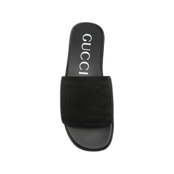 Gucci Rubber Sole Logo Detail Slides - Black