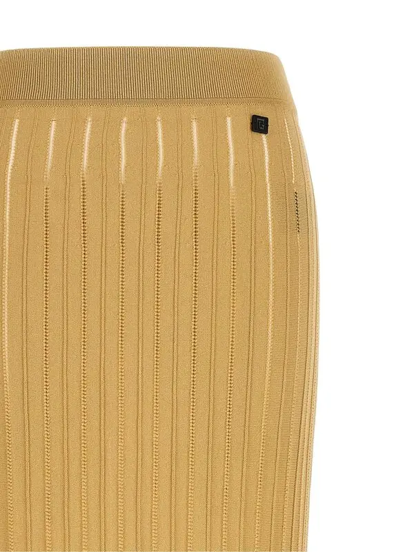 Balmain Midi Skirt With Fringed Hem