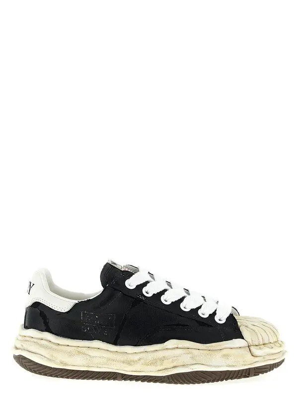 Mihara Yasuhiro Blakey Cotton Canvas Sneakers With Distressed Finish - Black