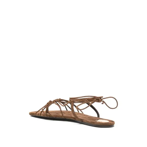 Saint Laurent Lace-up Suede Sandals