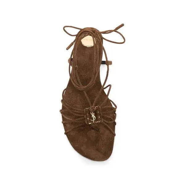 Saint Laurent Lace-up Suede Sandals