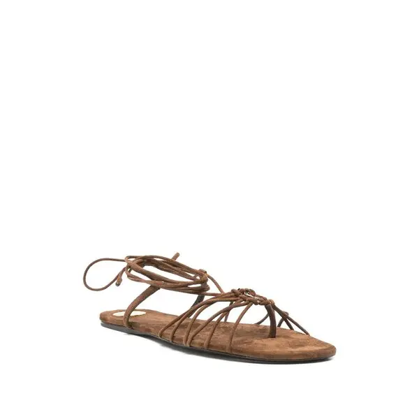 Saint Laurent Lace-up Suede Sandals