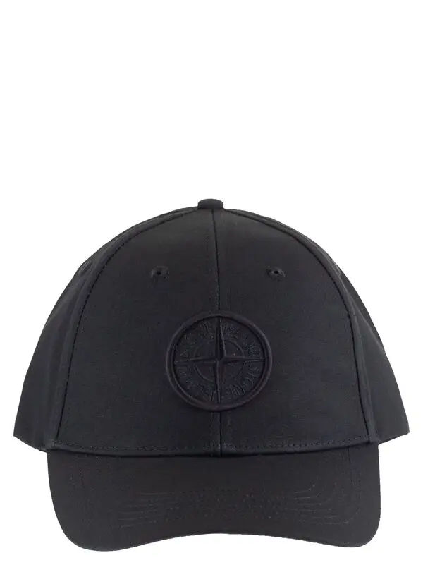 Stone Island Brushed Cotton Gabardine Cap With Embroidered Compass Logo - Blue
