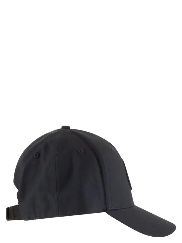 Stone Island Brushed Cotton Gabardine Cap With Embroidered Compass Logo - Blue