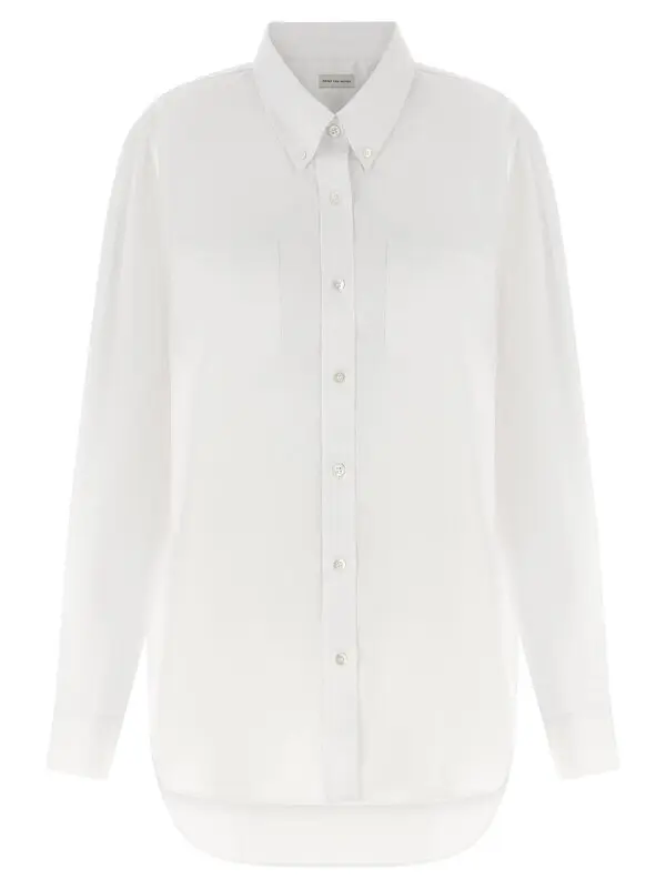 Dries Van Noten Cheers" Cotton Poplin Button-down Shirt - White