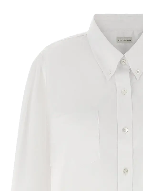 Dries Van Noten Cheers" Cotton Poplin Button-down Shirt - White
