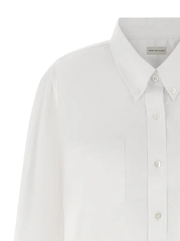 Dries Van Noten Cheers" Cotton Poplin Button-down Shirt - White