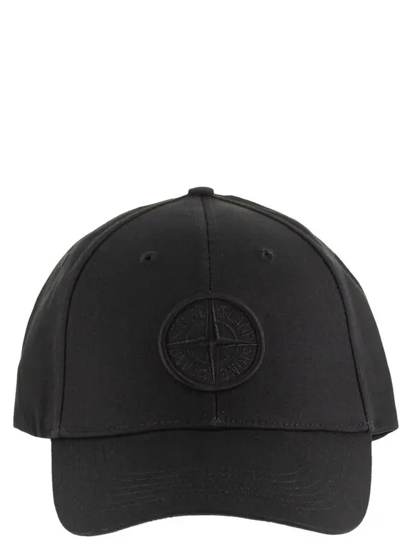 Stone Island Embroidered Compass Logo Cap - Black