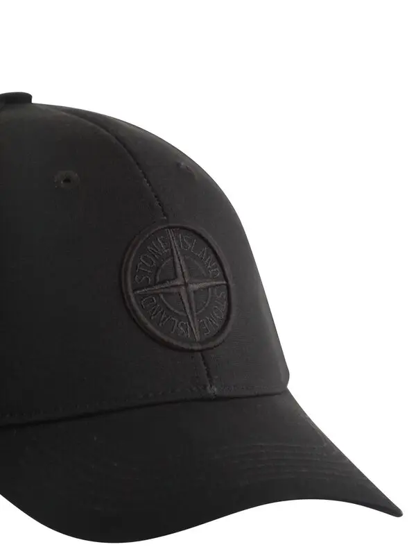 Stone Island Embroidered Compass Logo Cap - Black
