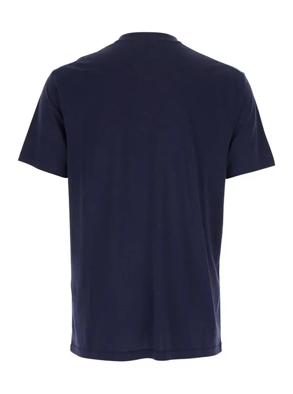 TOM FORD Blue Crew Neck T-shirt With Logo Embroidery On The Front In Cotton Blend - Multicolor