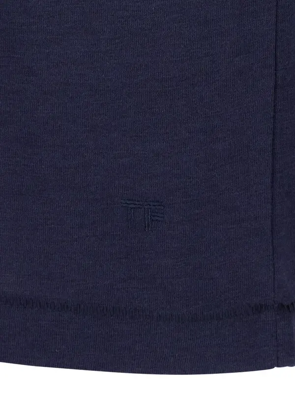 TOM FORD Blue Crew Neck T-shirt With Logo Embroidery On The Front In Cotton Blend - Multicolor