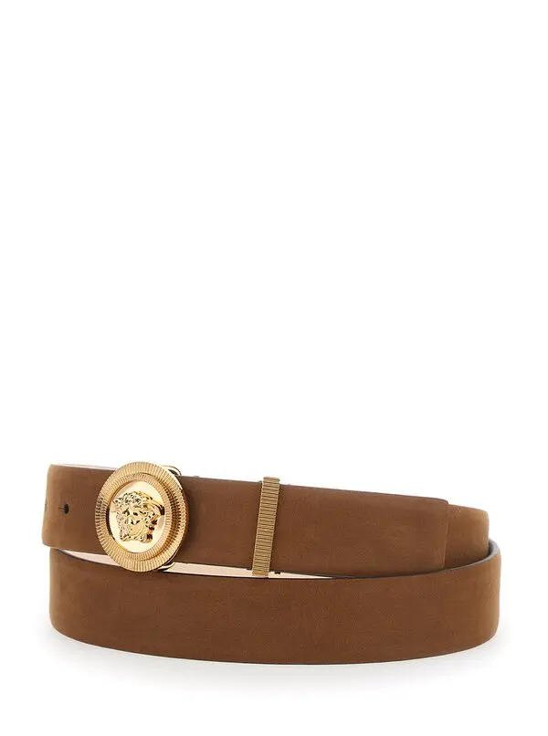 Versace Suede Belt With Medusa Buckle