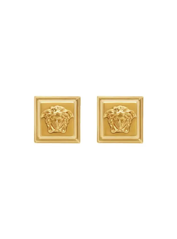 Versace Medusa Head Square Earrings In Gold-colored Brass - Multicolor