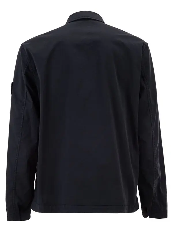 Stone Island Regular Fit Overshirt With Concealed Zip - Blue