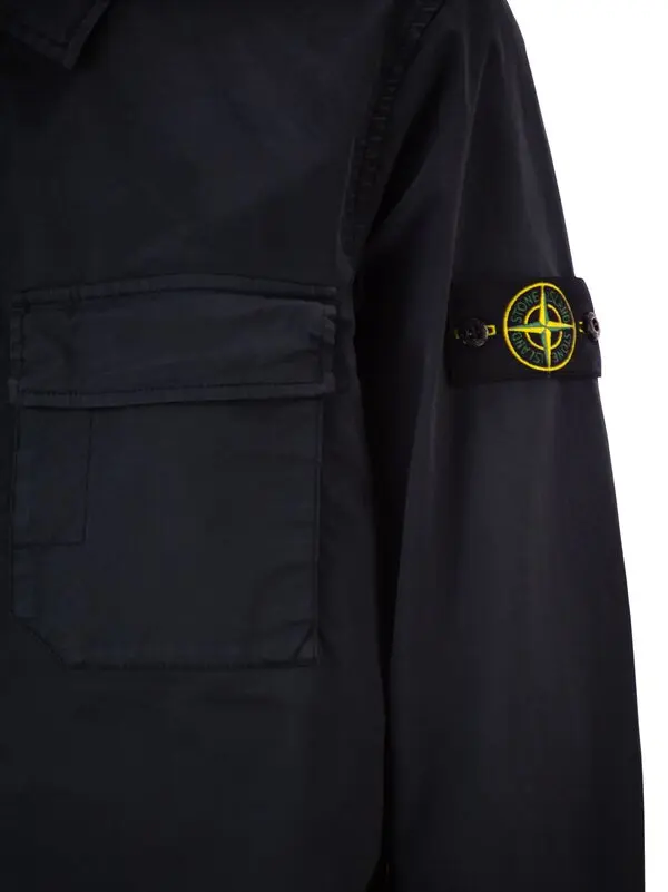 Stone Island Regular Fit Overshirt With Concealed Zip - Blue