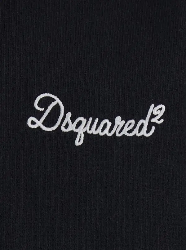 Dsquared2 Cotton Hoodie With Drawstring And Lettering Logo - Black