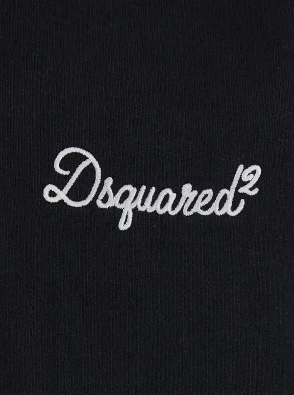 Dsquared2 Cotton Hoodie With Drawstring And Lettering Logo - Black