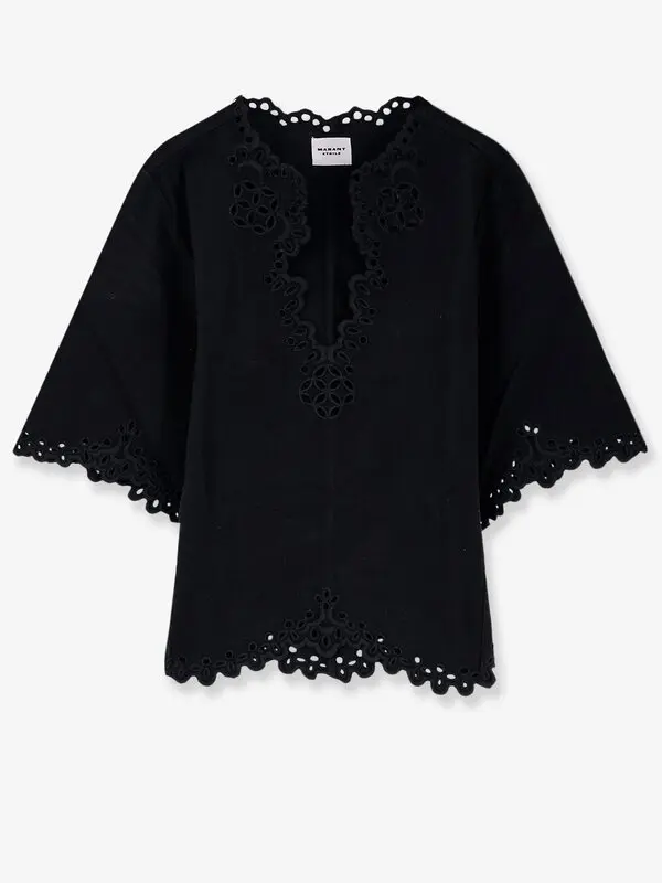 Isabel Marant Étoile Black Cotton Perforated Top