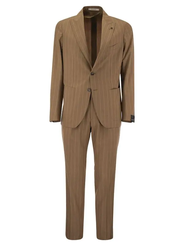 Tagliatore Pinstripe Suit In Wool And Silk - Multicolor