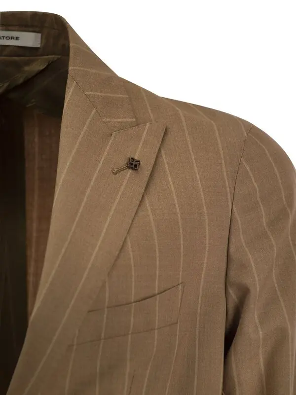 Tagliatore Pinstripe Suit In Wool And Silk - Multicolor