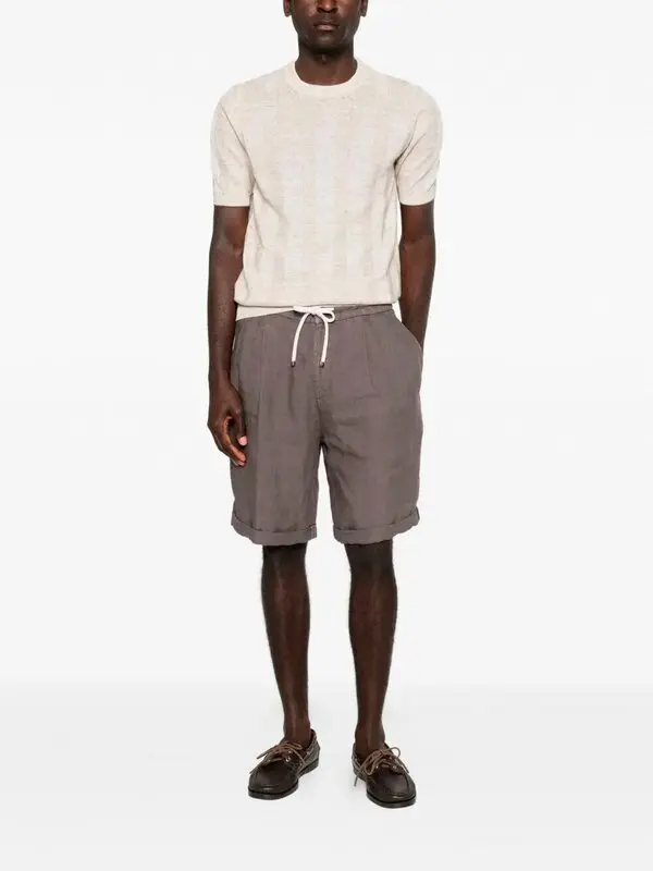 Brunello Cucinelli Short Sleeve Textured Knit Sweater