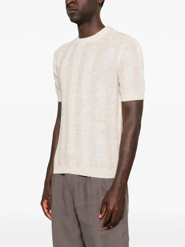 Brunello Cucinelli Short Sleeve Textured Knit Sweater