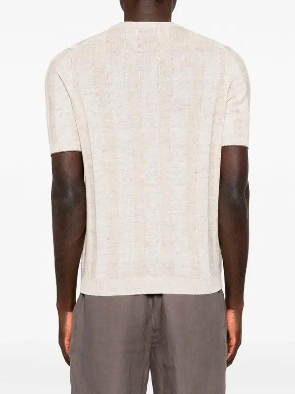 Brunello Cucinelli Short Sleeve Textured Knit Sweater