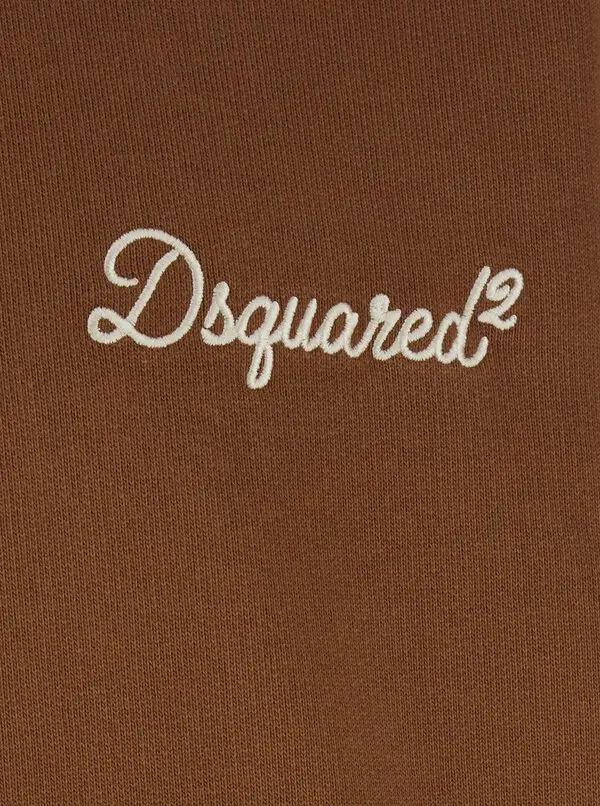 Dsquared2 Cotton Hoodie With Drawstring And Logo Lettering - Brown