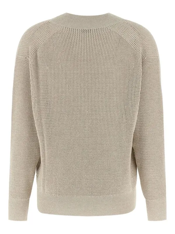 Brunello Cucinelli Openwork Cotton V-neck Sweater - Multicolor