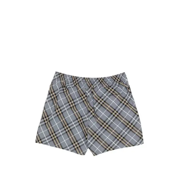 Burberry Grey Check Pattern Swim Shorts - Gray