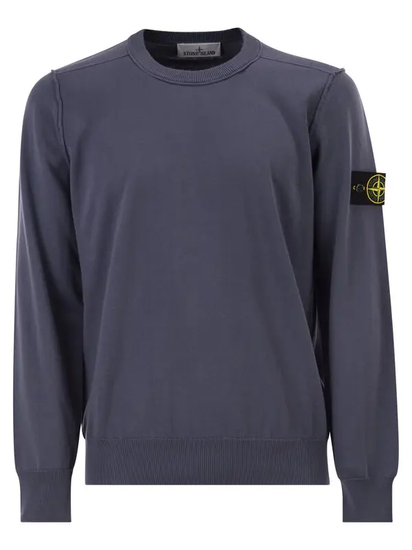 Stone Island Crew Neck Jumper With Lapel Detail - Multicolor